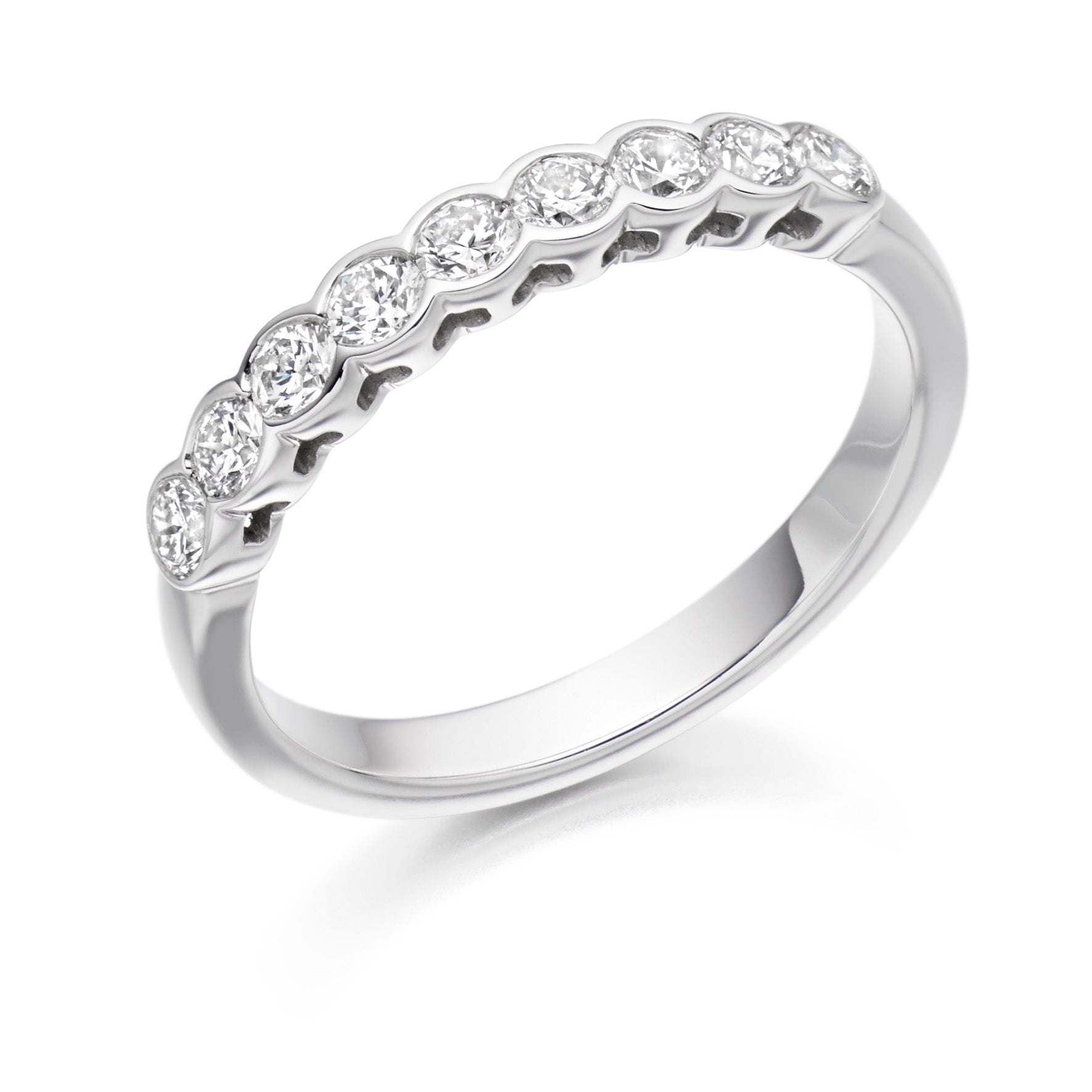 Platinum Rub-over Diamond Wedding Eternity Ring 3mm Petersons Leics ...
